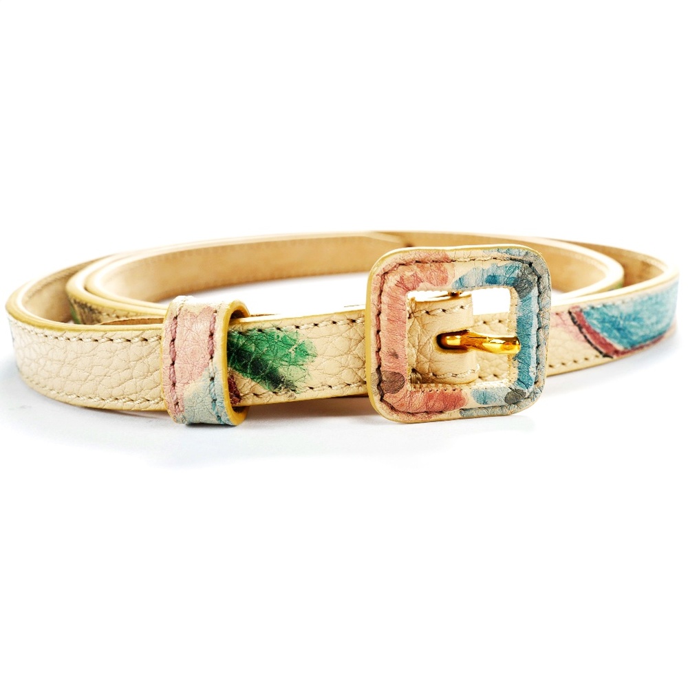 Burberry Hand-Painted Belt Grainy Leather Belt - Gem
